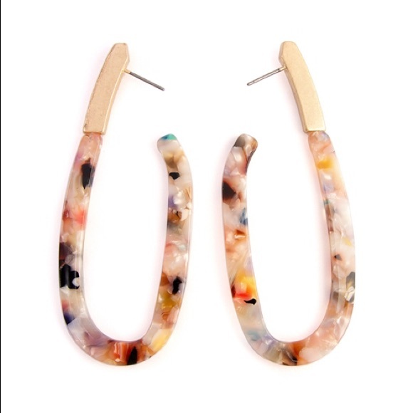 Jewelry | Multi Colored Marble Cut Out Drop Earrings | Poshmark